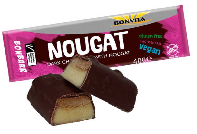 Μπάρα μαύρη Σοκολάτα και Nougat Bio 40gr (BONVITA) τιμή 1.25 ...