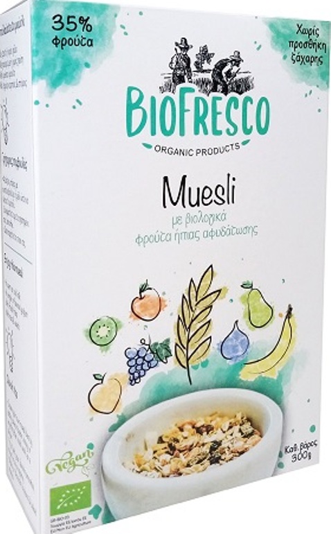 Μούσλι ελληνικών φρούτων 35% BIO 350gr (BIOFRESCO) τιμή 5.40 ...